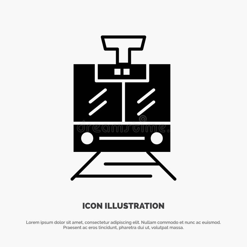 Train, Public, Service, Vehicle Solid Black Glyph Icon Stock Vector ...