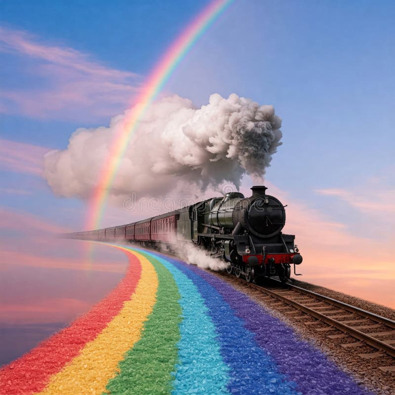 Whimsical Sky Dream: Rainbows, Clouds, and Bubbles in a Cartoon Fantasy ...