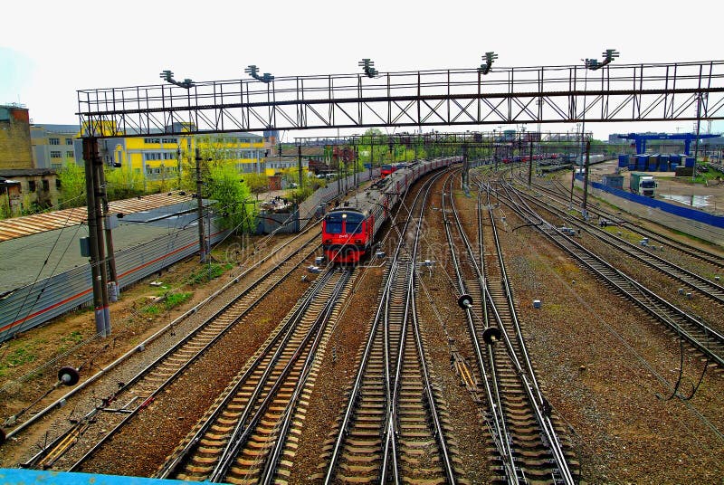 Train on the Railroad in Spring Stock Photo - Image of public, capital ...