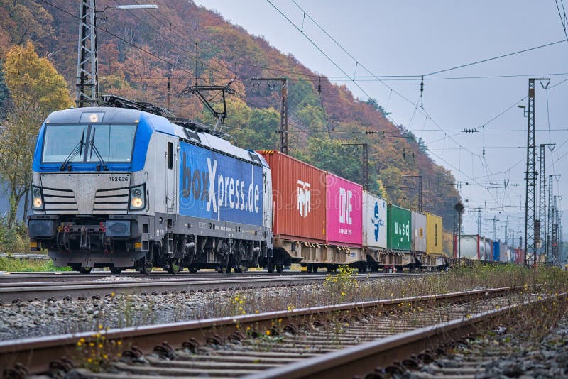 Train on Railroad Surrounded by Trees Editorial Stock Photo - Image of ...