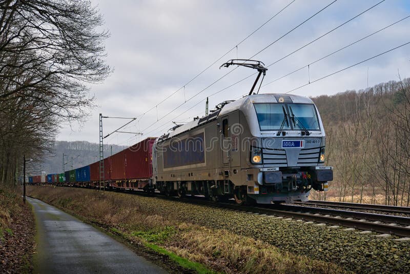 Train on Railroad Surrounded by Trees Editorial Stock Image - Image of ...