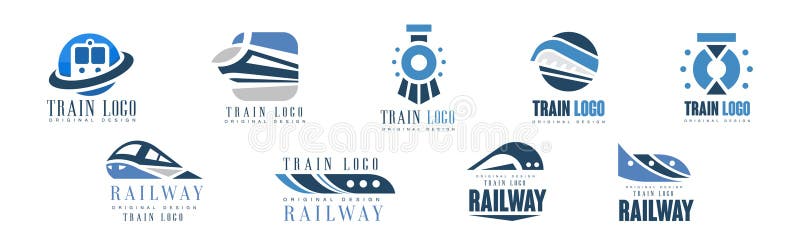 Train and Railroad Traffic Logo Design Vector Set Stock Vector ...