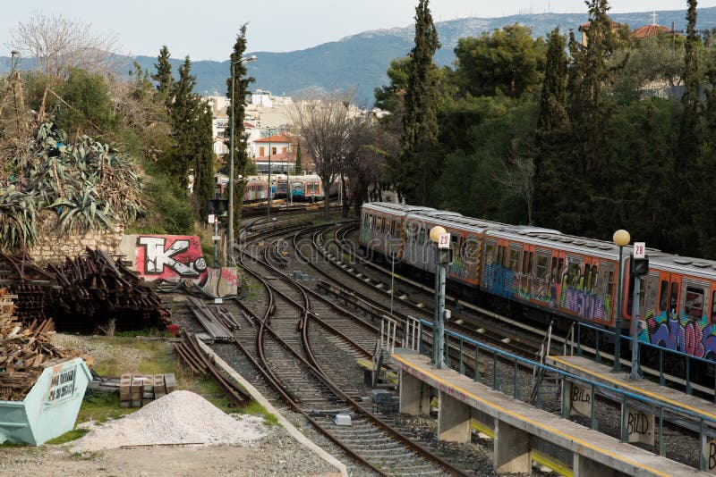 Train on Rails from a Bridge in Thision Stock Photo - Image of airplane ...