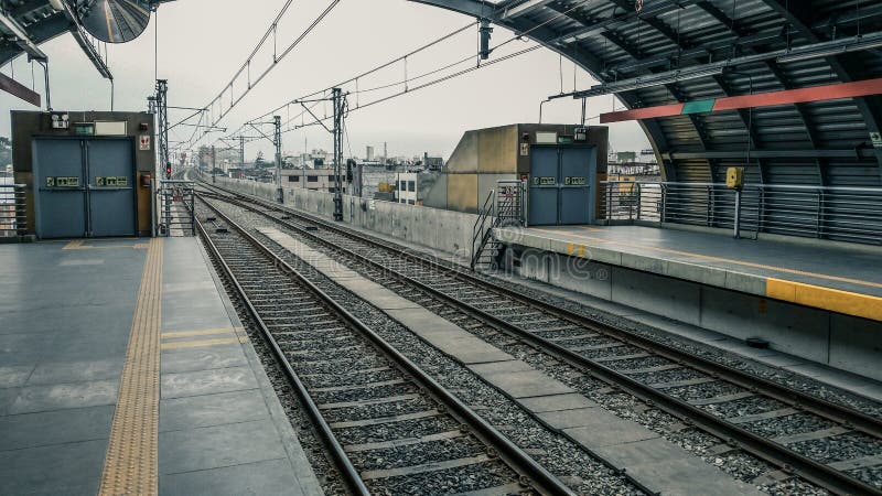 Train Rails of One of the Subway Stations of Lima Stock Image - Image ...