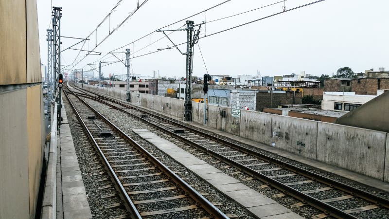 Train Rails of One of the Subway Stations of Lima Stock Image - Image ...