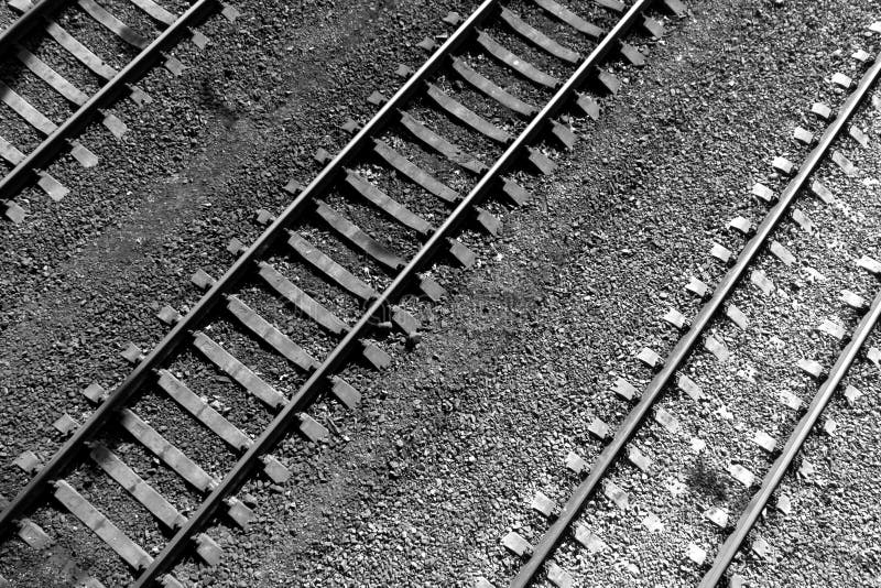 Train Rails from the Top in Black and White Stock Image - Image of ...