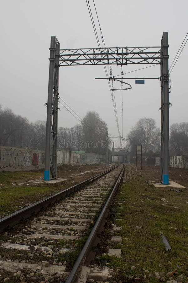 Train Rails with Truss for Cables Editorial Image - Image of local ...