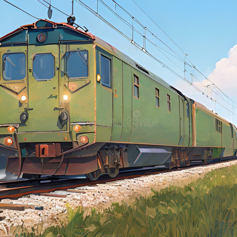 Train on the Railway Created with Generative AI Technology Stock ...