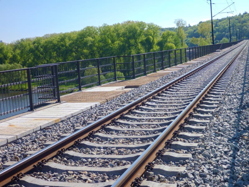Train Railway with an Empty Track Stock Photo - Image of railing, stone ...