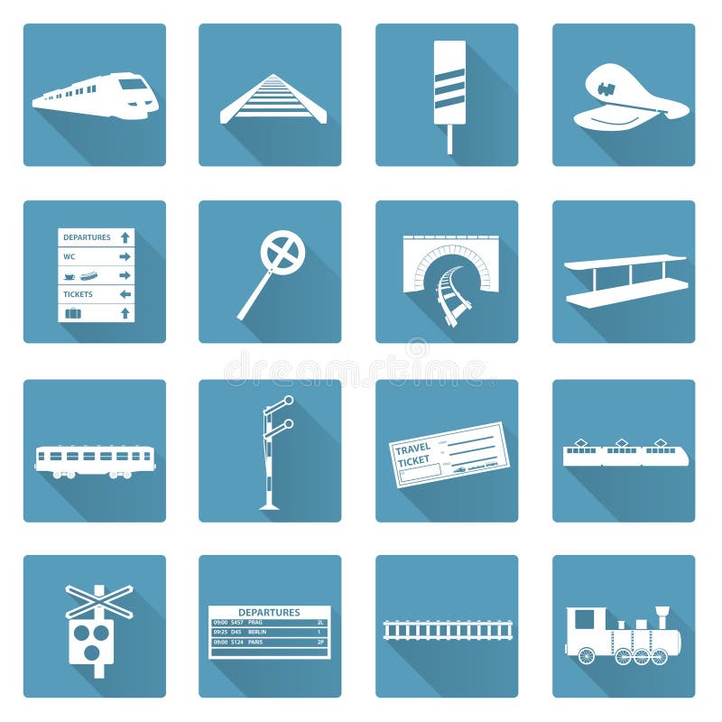 Train and Railway Icons Eps10 Stock Vector - Illustration of design ...