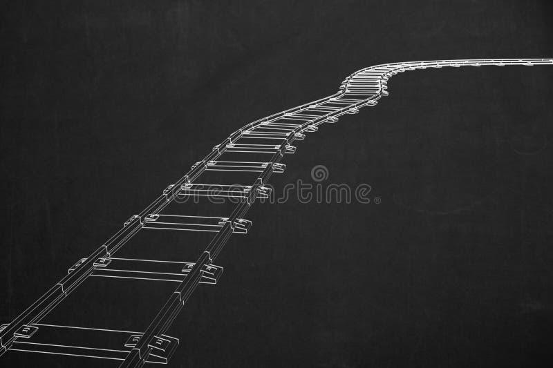 Train Railway Illustrated with White Chalk on a Dark Chalkboard Stock ...