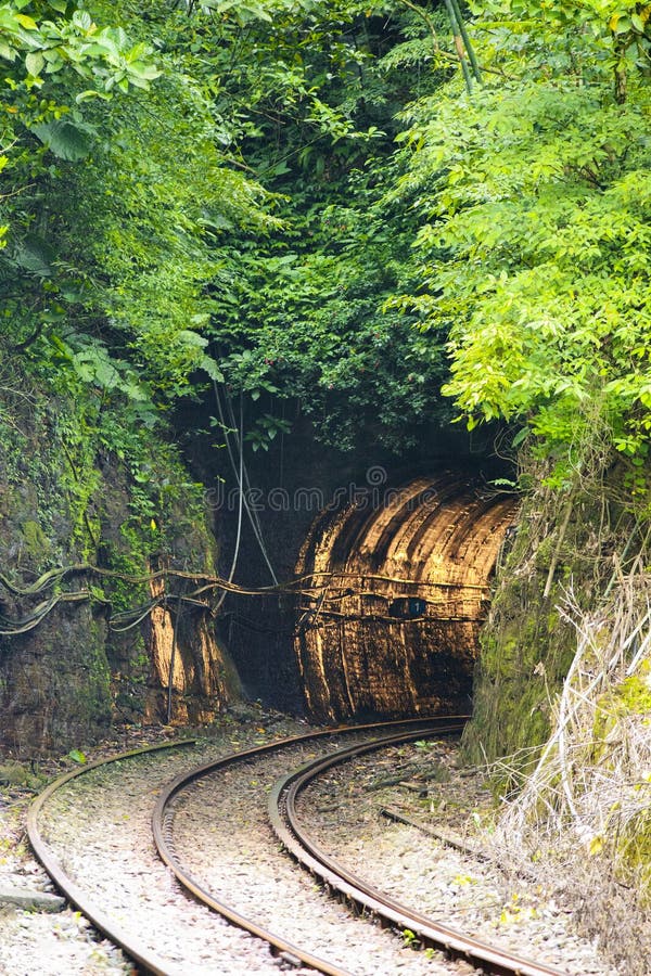 A Tour Train through a Dark Tunnel Stock Image - Image of blue, water ...