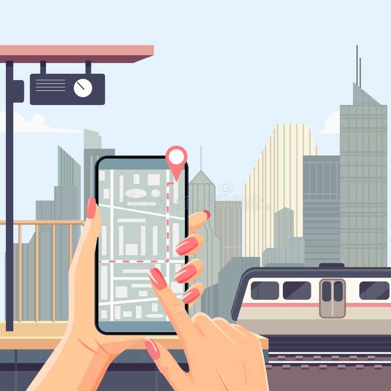 Train Railway Navigation Route Map City Travel Stock Illustration ...