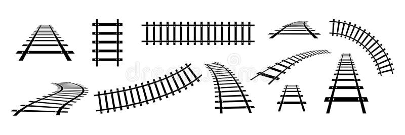 Train railway road set stock illustration. Illustration of outline ...