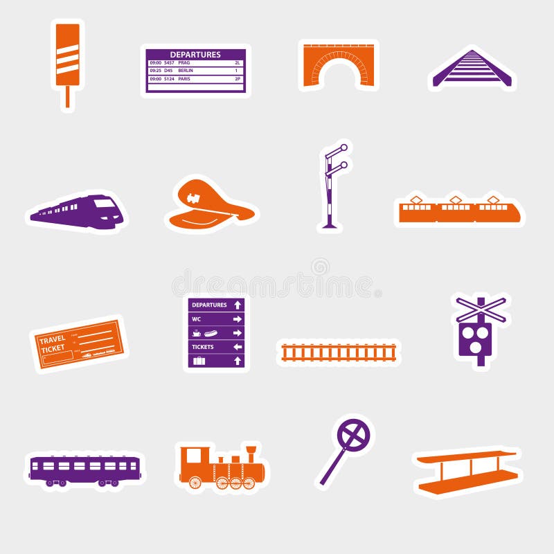 Train and Railway Stickers Eps10 Stock Illustration - Illustration of ...