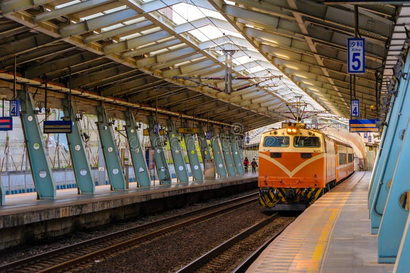Train on the Railway in Taiwan Stock Photo - Image of public ...