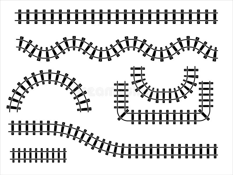 Train Railway Track Elements. Rail Road Map Stock Vector - Illustration ...