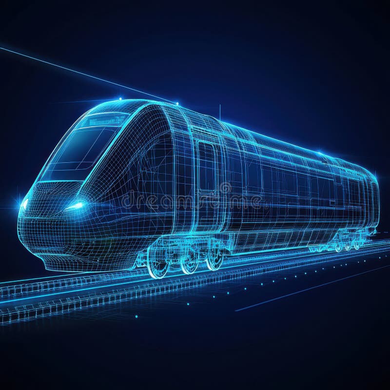 Train on Railway Track Illuminated by Blue Light during Nighttime in ...