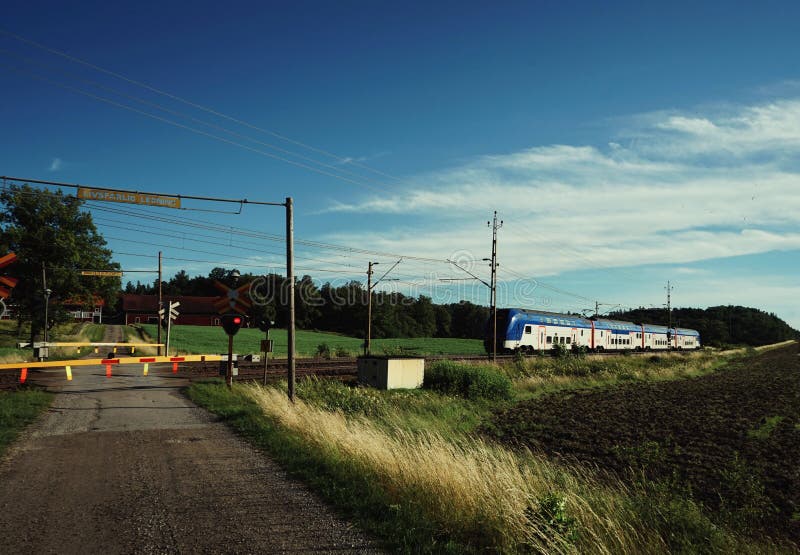 Train on Railway Track during the Summer Stock Photo - Image of stadium ...