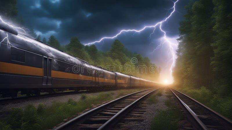 Train on the Railway a Train Trailing through Forest in the Middle of a ...