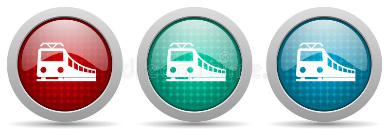 Train, Railway, Transportation Vector Icon Set, Glossy Web Buttons ...