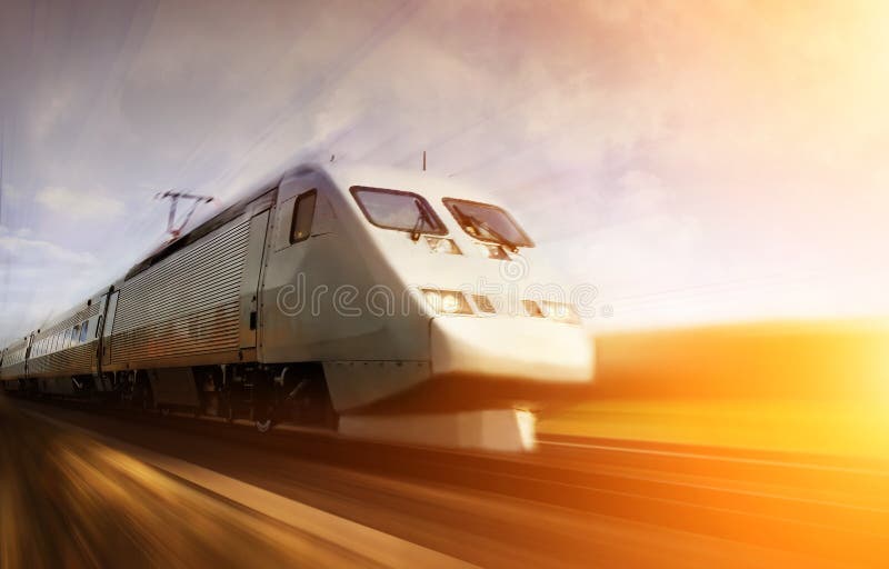 Train Rapide Avec La Tache Floue De Mouvement Image stock - Image du ...