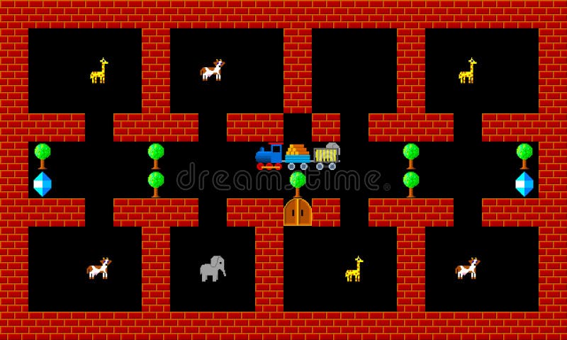 Train, Retro Style Game Pixelated Graphics Stock Illustration ...