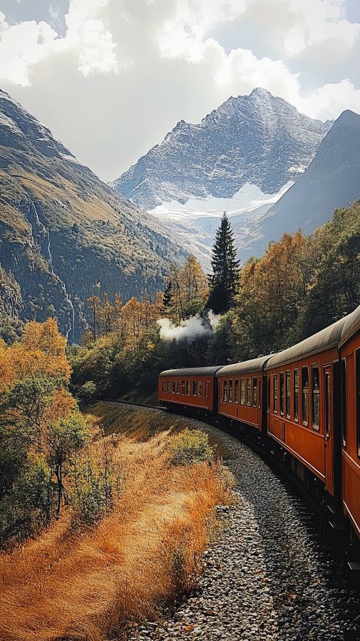 Train Ride through Mountain Landscape. Stock Image - Image of pass ...