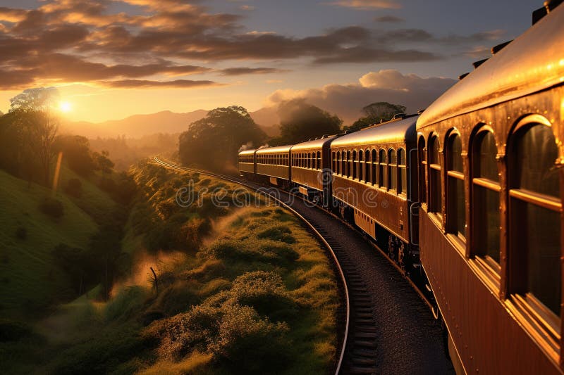 Train Rides through Beautiful Landscape Stock Photo - Image of path ...