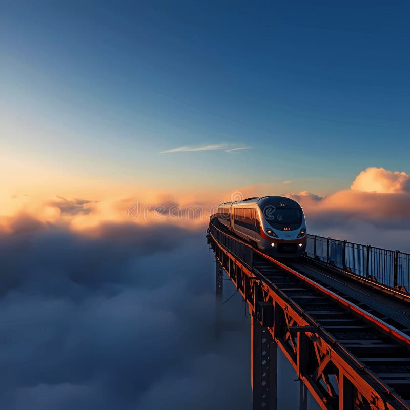 Train rides on bridge stock illustration. Illustration of structure ...