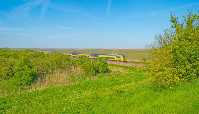 Train Riding through Nature in Sunlight Stock Photo - Image of riding ...