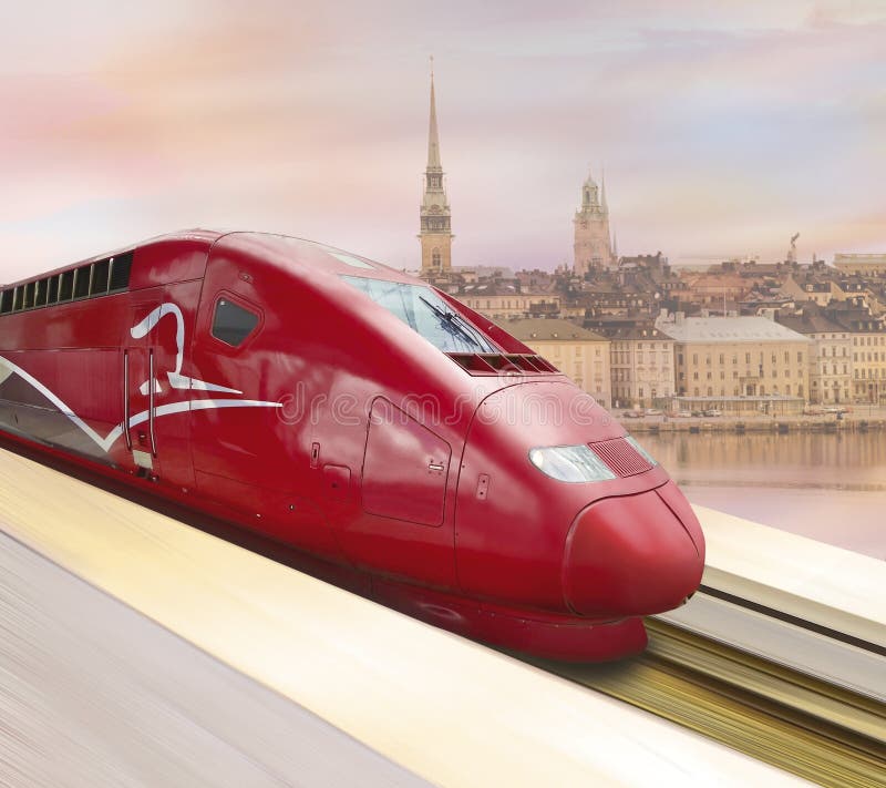 Train Rouge à Grande Vitesse Image stock - Image du matin, former: 17527333