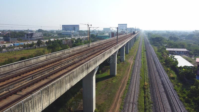 The Train is Running on the Railroad Tracks Stock Video - Video of ...