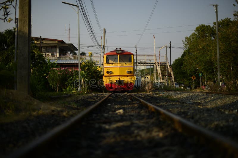 The Train is Running on the Rails Editorial Photography - Image of ...