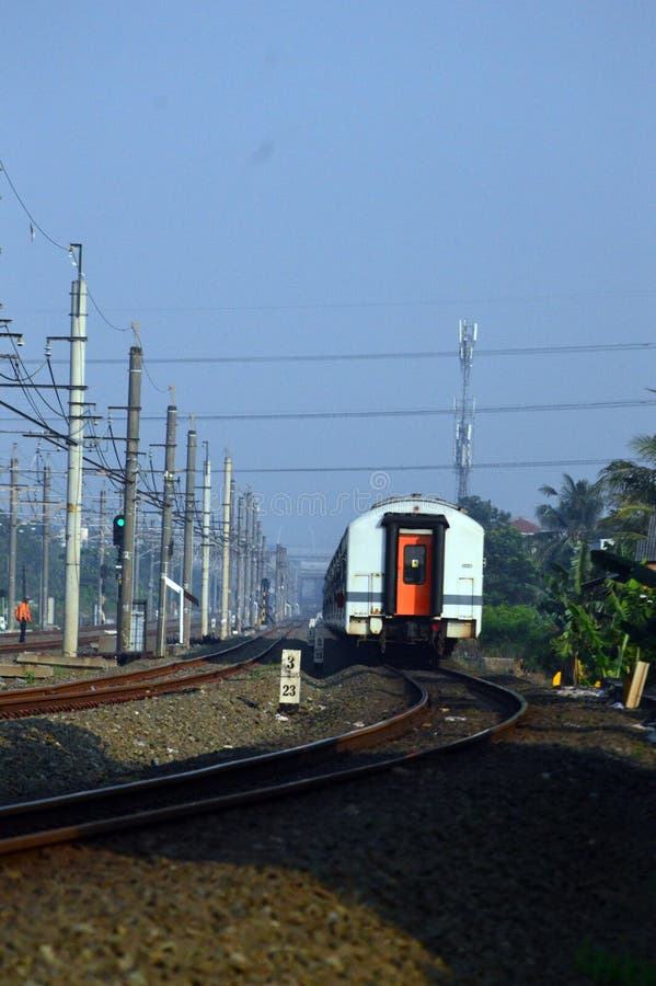 The Train is Running on the Rails Towards the Destination Stock Image ...