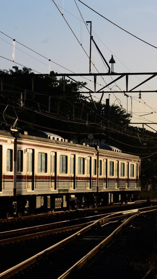 The Train is Running on the Rails Towards the Destination Stock Image ...