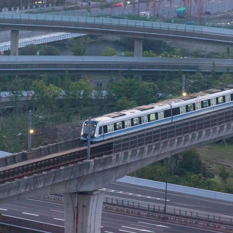 Train Running on the Railway of the Beilun Subway System in Ningbo ...