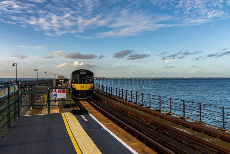 A Train on Ryde Pier with the Pier Head in the Background in Ryde, Isle ...