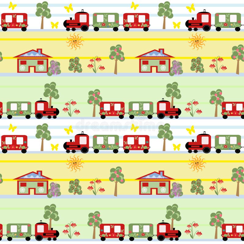 Train Seamless Kids Pattern Background Stock Illustration ...