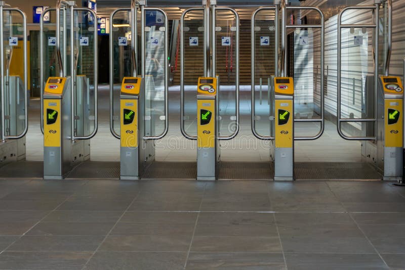 Train security gates. editorial photography. Image of technology ...