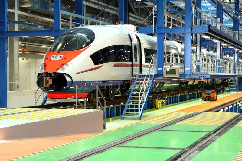 Train in the service depot stock image. Image of blue - 9436651