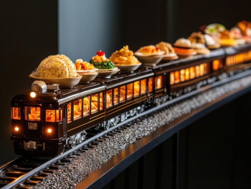 A Train Serving Food on a Track. Concept of Unique Dining Experience ...