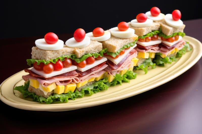 Train-shaped Sandwich Arranged on a Plate Like Its on Rails Stock Photo ...