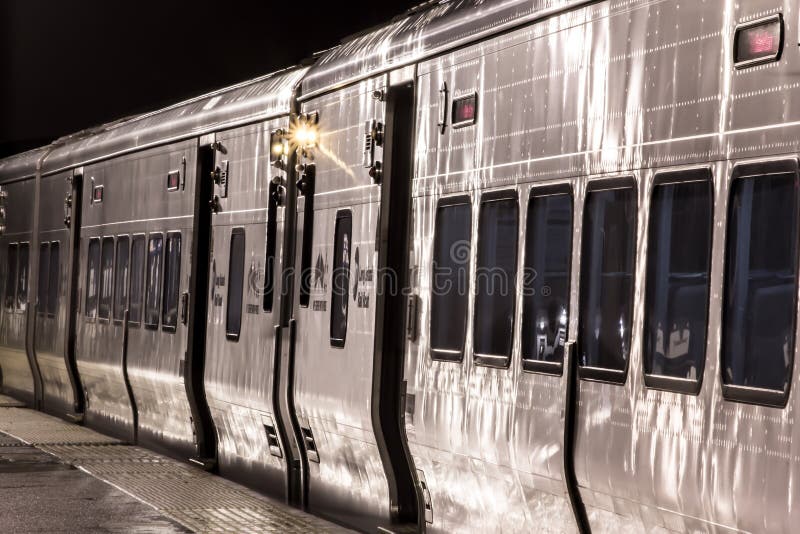 Train stock photo. Image of train, illuminated, night - 66225798