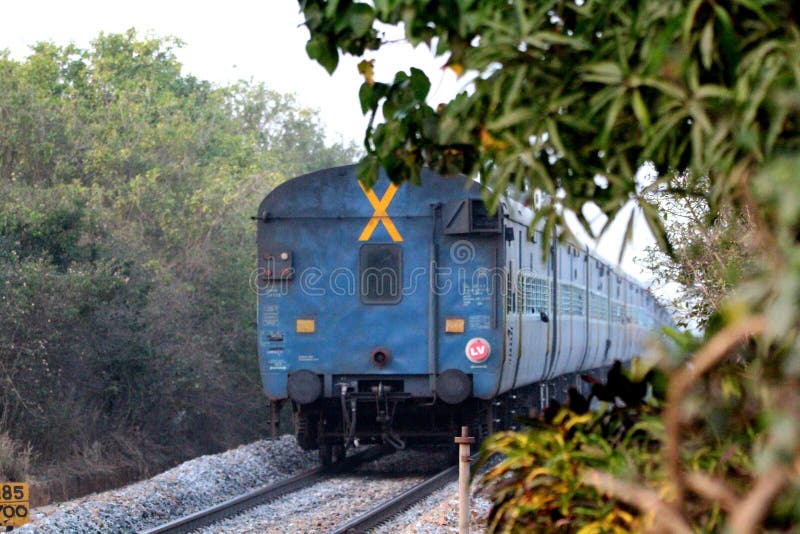 Train on Single Track Back Side Stock Photo - Image of back, single ...