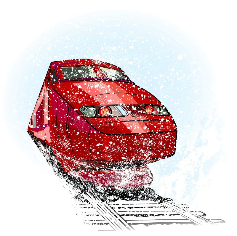 Winter high speed train stock illustration. Illustration of metro ...