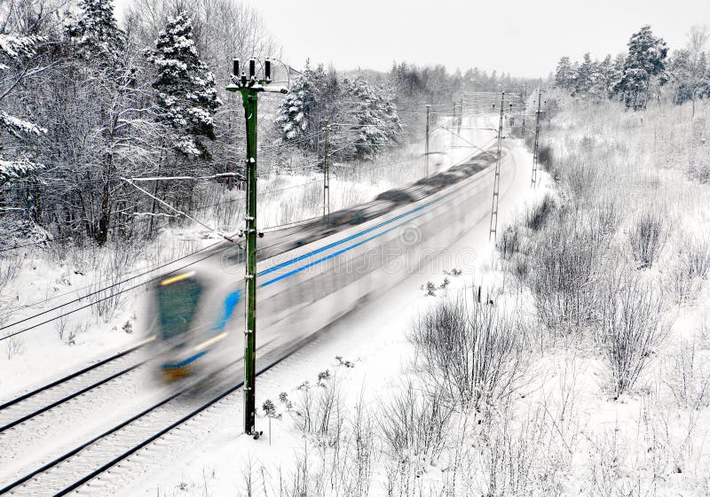 Train in snow storm stock photo. Image of snow, ecological - 16683082