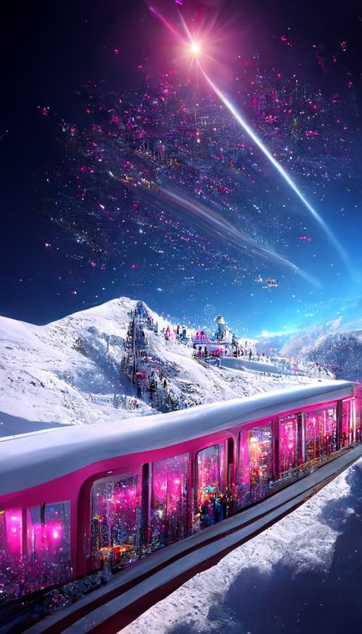 Train in the Winter Train on the Railway Train in the Snow Generative ...