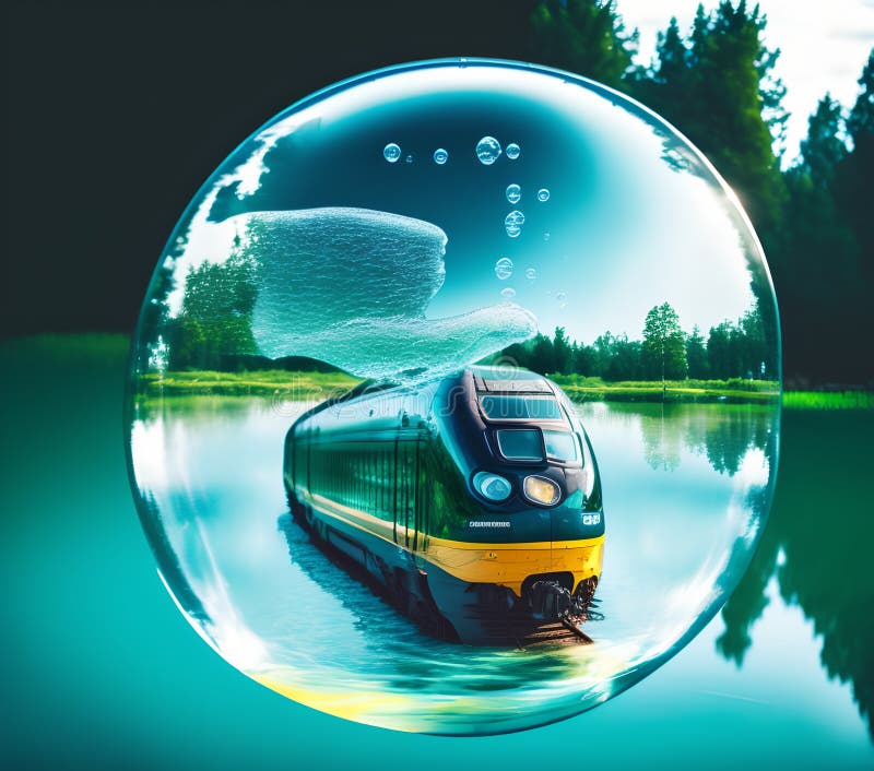 Train and Soap Bubble, Generative AI Illustration Stock Illustration ...