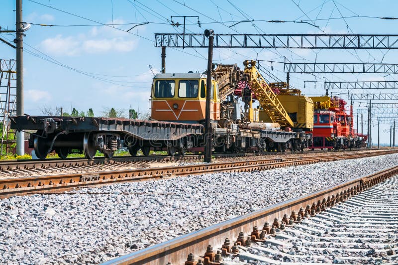 Train with Special Track Equipment Stock Photo - Image of vehicle ...